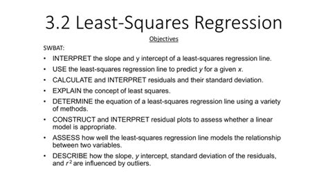 Least Squares Regression Objectives And Interpretation