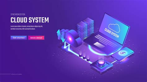 Premium Vector 3d Isometric Cloud System Landing Page Template