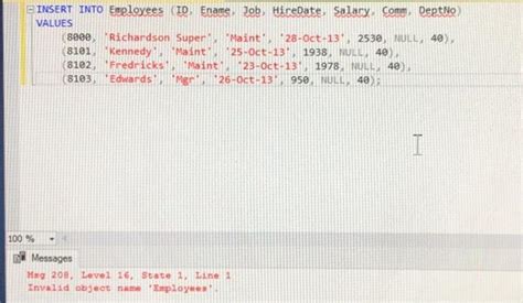 Solved Im Trying To Create An Employee Table Why Does This Chegg