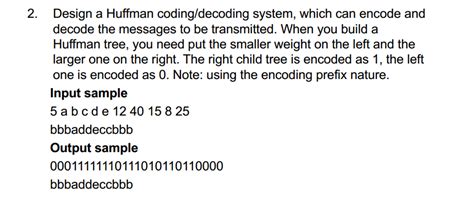 Solved Design A Huffman Codingdecoding System Which Can