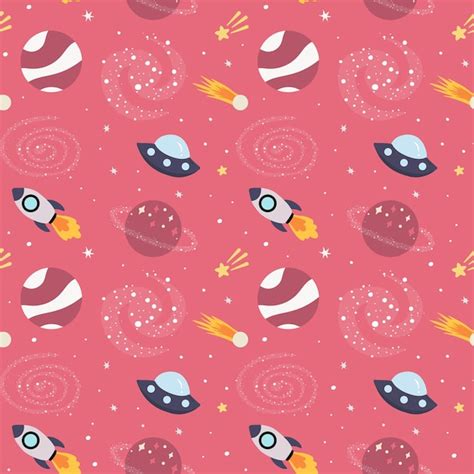 Premium Vector Cosmos Seamless Pattern With Rockets Planets Stars And