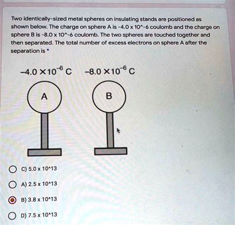 SOLVED Two Identically Sized Metal Spheres On Insulating Stands Are