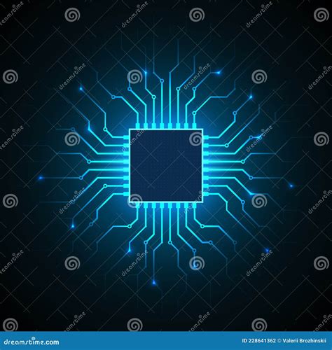 Abstract Processor Computer Digital Chip Printed Circuit Board Artificial Intelligence Stock