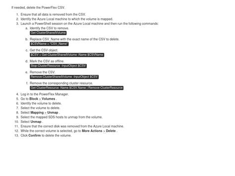 Deleting A Powerflex Csv Implementation Guide Consuming Powerflex Block Storage From Dell