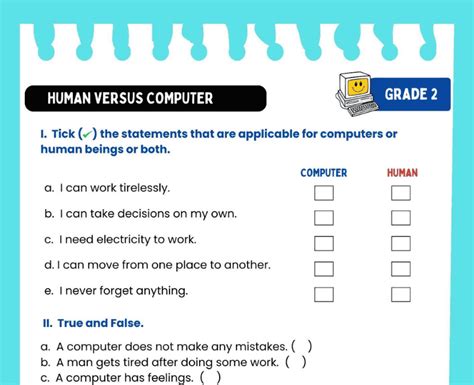 Computer Worksheets For Class Computers Worksheets For Class