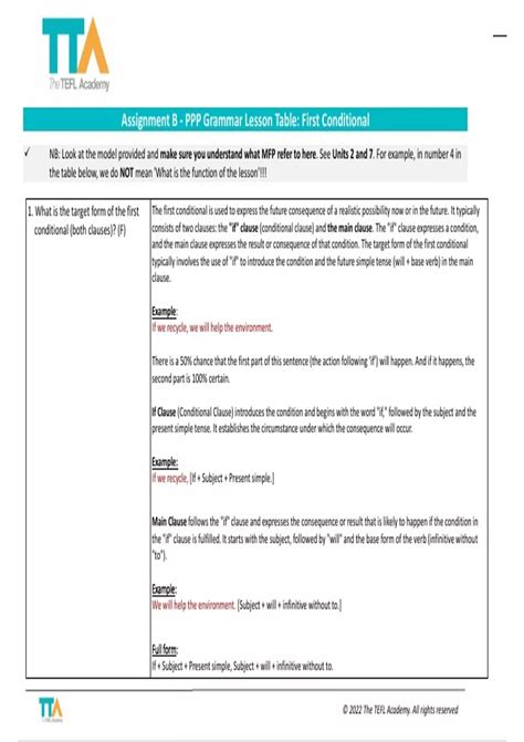 New Document The Tefl Academy Assignment B First Conditional