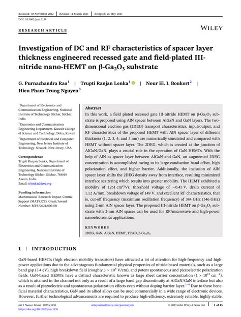 Investigation Of Dc And Rf Characteristics Of Spacer Layer Thickness