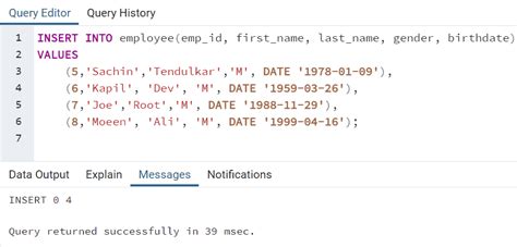 Insert Data Into A Table In Postgresql
