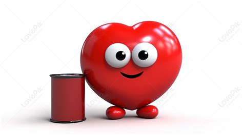 충전식 배터리 구동 마스코트 흰색 배경에 빨간색 하트 디자인이 특징인 놀라운 3d 렌더링 특징 배경 빨간 코트 배경 충전