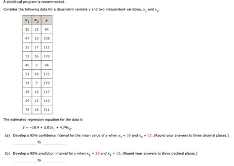 Solved A Statistical Program Is Recommended Consider The Chegg Com