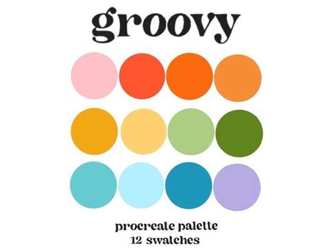 Groovy Procreate Palette Instant Digital Download Etsy Color