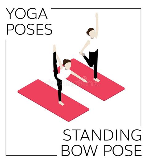 Yoga Pose Standing Bow Pose Isometric Vector Set Stock Vector