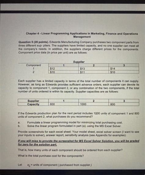 Solved Chapter 4 Linear Programming Applications In