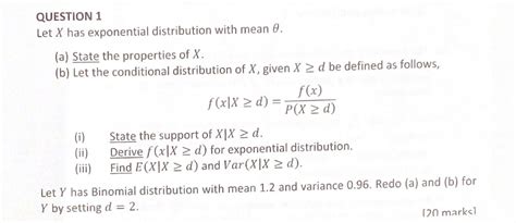 Solved QUESTION 1 Let X Has Exponential Distribution With Chegg Com