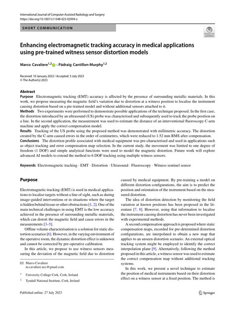 Pdf Enhancing Electromagnetic Tracking Accuracy In Medical Applications Using Pre Trained