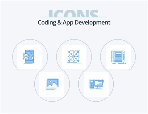 Coding And App Development Blue Icon Pack Icon Design App Data Workstation Mobile Coding