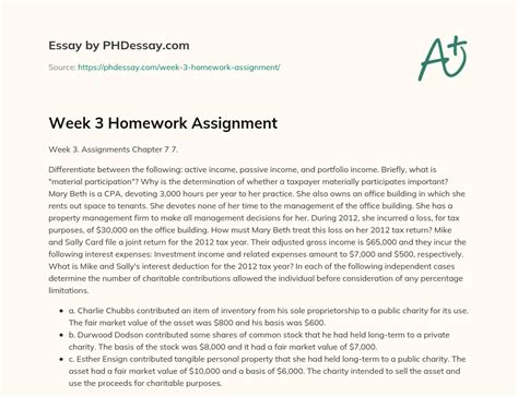 Week 3 Homework Assignment 300 Words