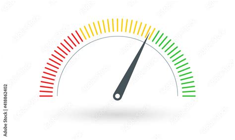 Gauge Or Meter Indicator Speedometer Icon With Red Yellow Green Scale And Arrow Progress
