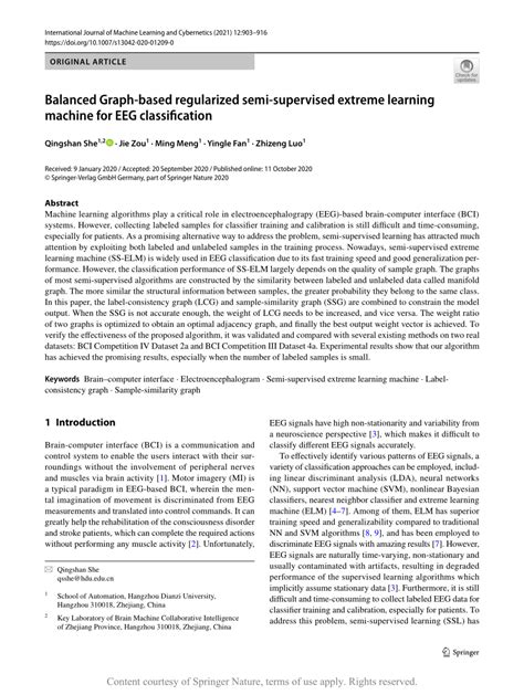 Balanced Graph Based Regularized Semi Supervised Extreme Learning Machine For Eeg Classification