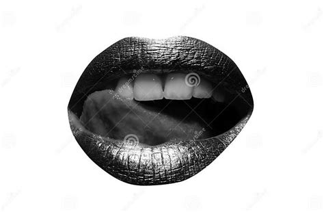 Red Lips Mouth And Tongue Icon Poster And Banner Of Open Mouth Close Up Woman Licking Lips