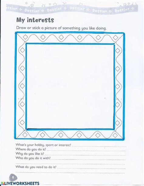 My Interests Worksheet Live Worksheets