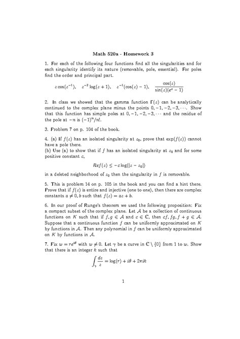 Hw3 Q A Homework Assignment 3 Math 520a Homework 3 1 For Each Of The Following Four