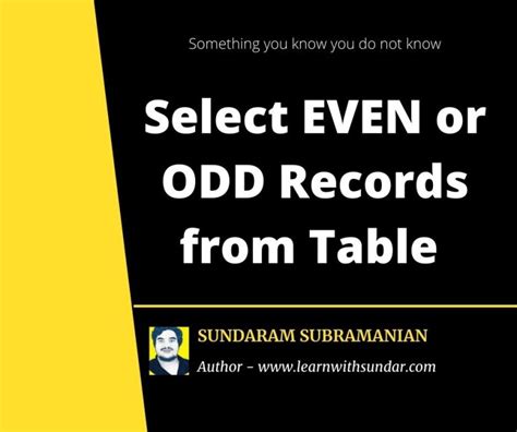Selecting Only Even Or Odd Records From Tables Ms Sql Server Learn With Sundar