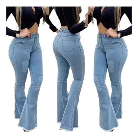 Pantalones Vaqueros Acampanados Dama Elásticos De Moda Meses Sin Interés