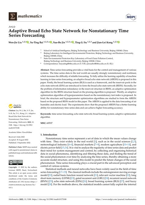 Pdf Adaptive Broad Echo State Network For Nonstationary Time Series