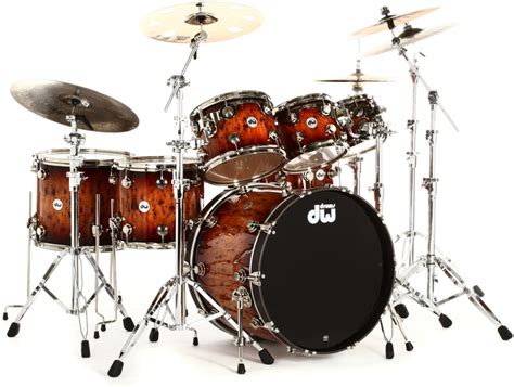 Dw Collectors Exotic Cherry Drum Set Demo Natural To Rich Tobacco Over Pecan Sweetwater
