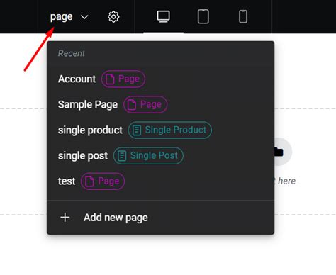 Builder Display The Name Of The Current Page And Recent Pages