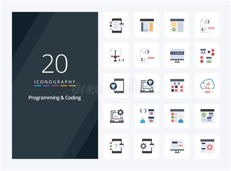 20 Programming And Coding Flat Color Icon For Presentation Vector Icons Illustration Stock