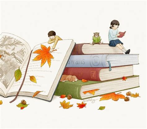 일러스트레이터 종이비행 On Instagram 가을 독서의계절 선선히 불어오는 가을 날씨에 조용히 앉아 책을 읽는다 어린