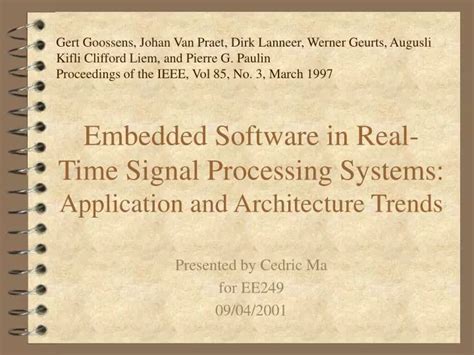 Ppt Embedded Software In Real Time Signal Processing Systems