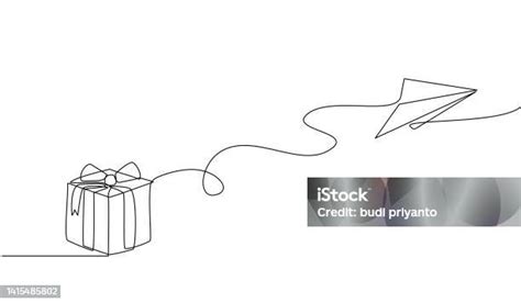 골판지 상자가있는 종이 비행기의 연속 한 줄 그리기 온라인 쇼핑 개념 낙서 스타일의 상자가있는 종이 비행기에서 빠른 배달 벡터 일러스트 레이 션 공급망에 대한 스톡 벡터