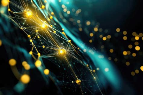 Abstract Neural Network Visualization With Glowing Connections Stock