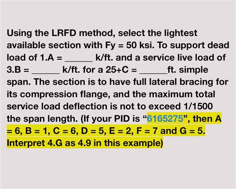 solved using the lrfd method select the lightest available