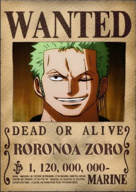 Roronoa Zoro Wanted Poster Law Wanted Poster Roronoa Zoro Bounty