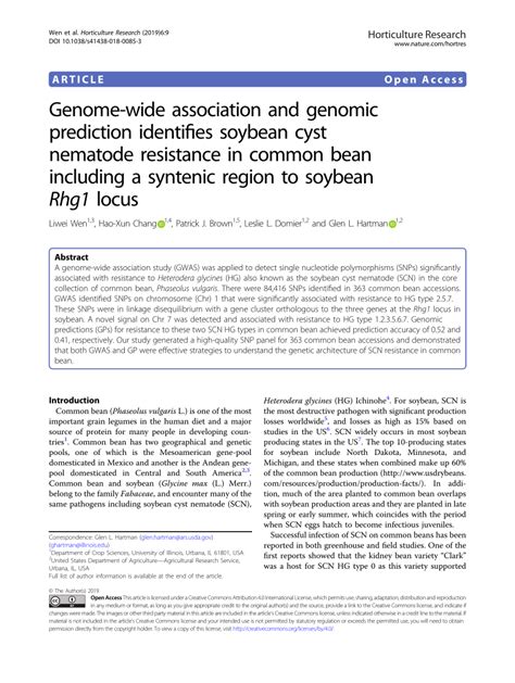 Pdf Genome Wide Association And Genomic Prediction Identifies Soybean