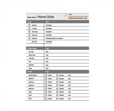 Specification Sheet Templates Free Sheet Templates Templates Document Templates
