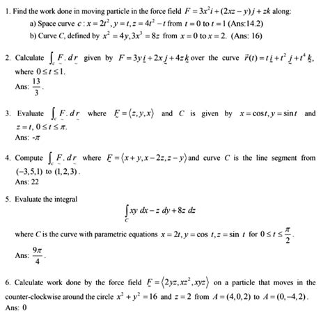 SOLVED Find The Work Done In Moving A Particle In The Force Field F Xi Xy J Zk Along
