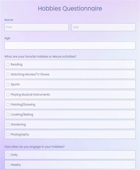free team building questionnaire template 123formbuilder