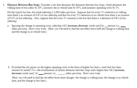 solved distance between bus stops consider a city that