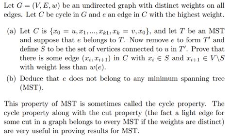 solved let g v e w be an undirected graph with