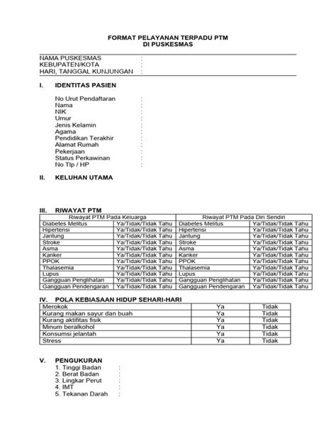 Format Pelayanan Terpadu Ptm Pdf
