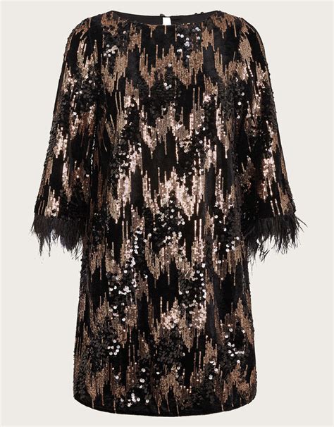 Fern Sequin Tunic Dress Black