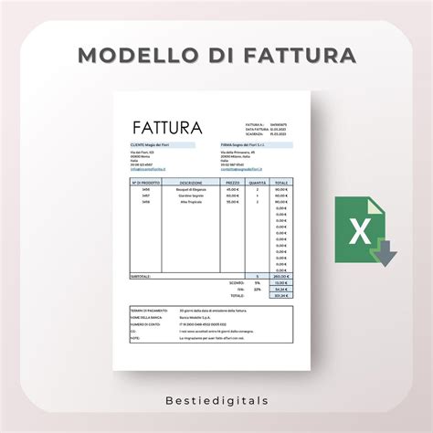 Modello Fattura Excel In Italiano Fattura Iva Personalizzabile Per Aziende Freelance E