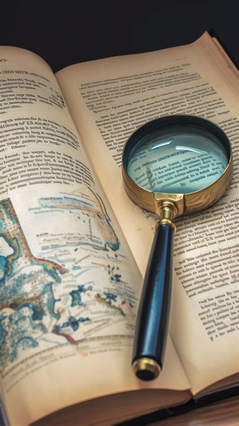 Books And Magnifying Glass Signify In Depth Exploration And Research