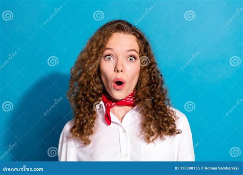 Photo Of Lovely Cute Impressed Girl Open Mouth Wear Stylish White
