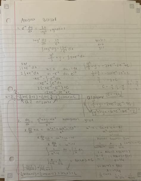 Diff Eq Midterm Formula Sheet MAT 234 Studocu